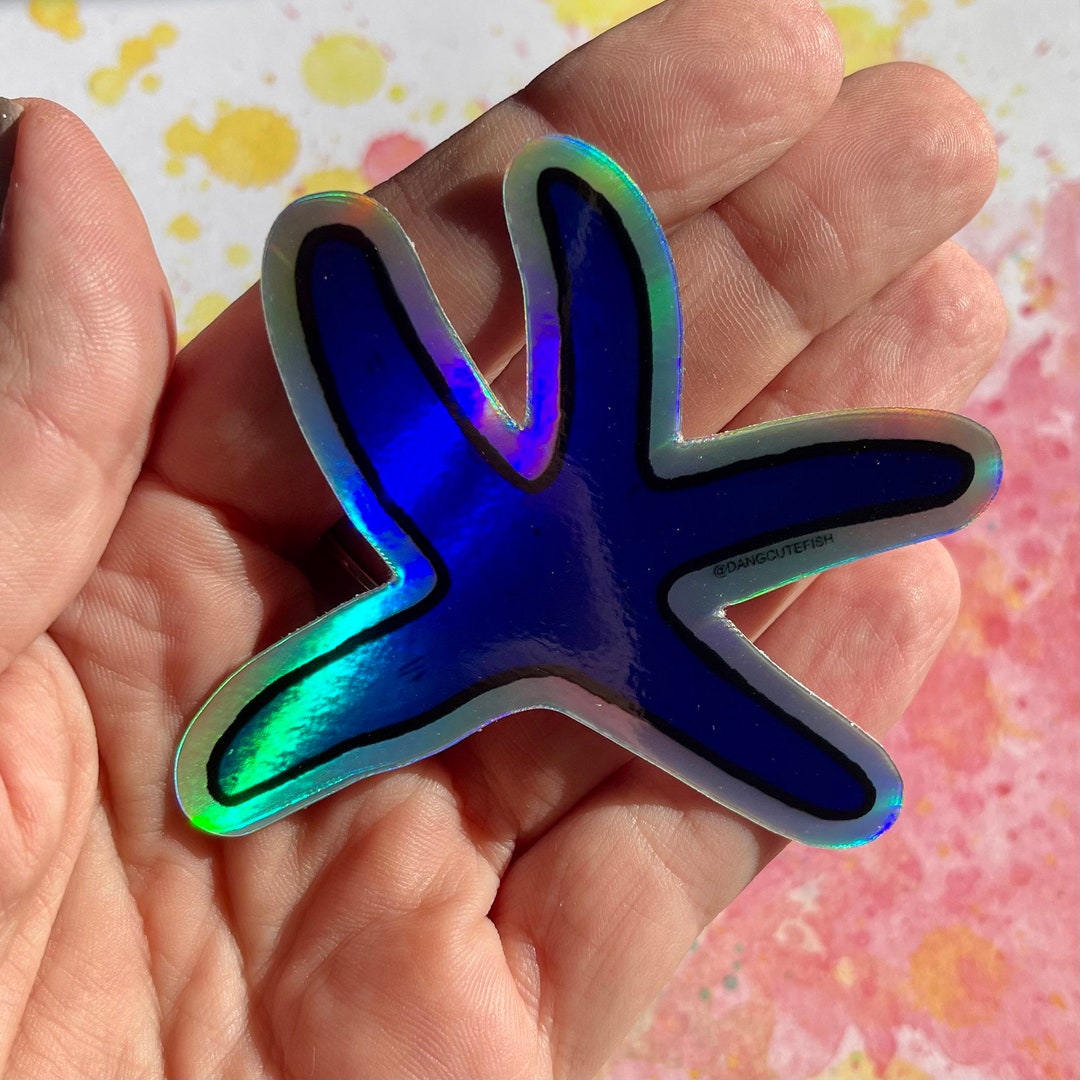 Holographic Vinyl Sticker - Blue Linkia Sticker, Sea Star Sticker ...