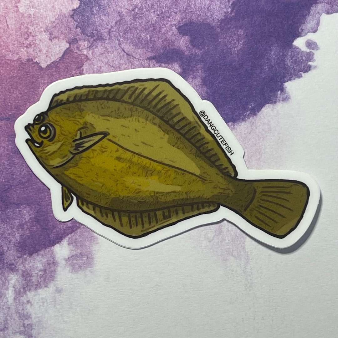 Matte Coated Vinyl Stickers (1) - Flounder Sticker, Sand Dab Sticker ...