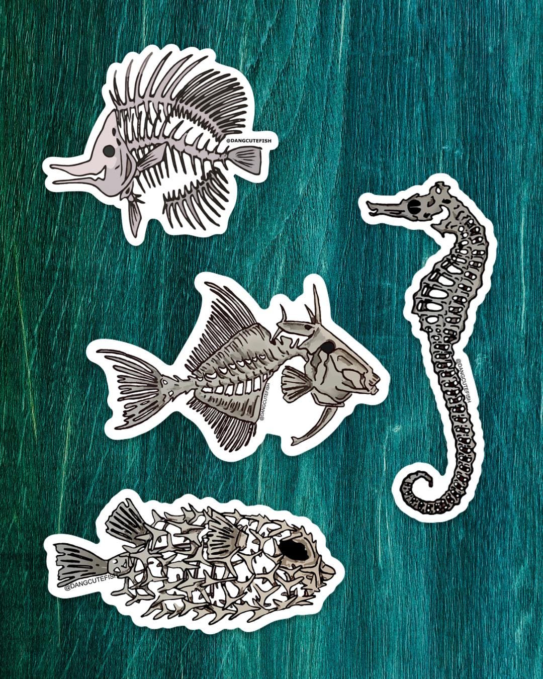 Skeleton Fish Magnet Set (4) - Copper and Butterflyfish, Striped ...