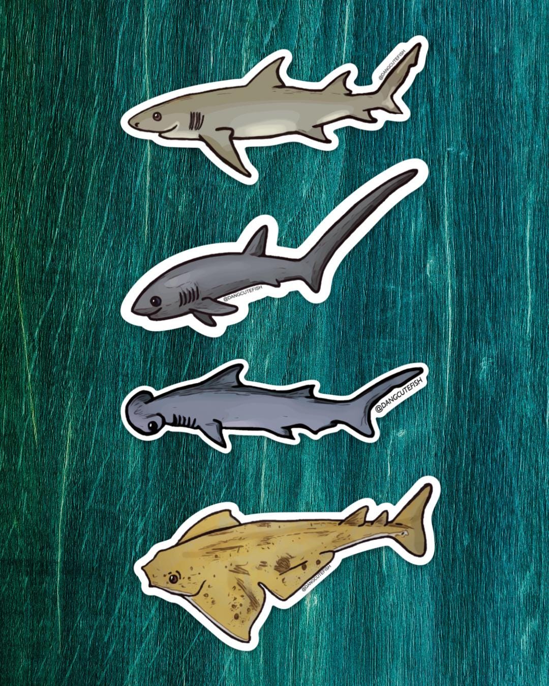 Magnet Set - Big Sharks Set #5 Lemon Shark, Thresher Shark, Bonnethead ...