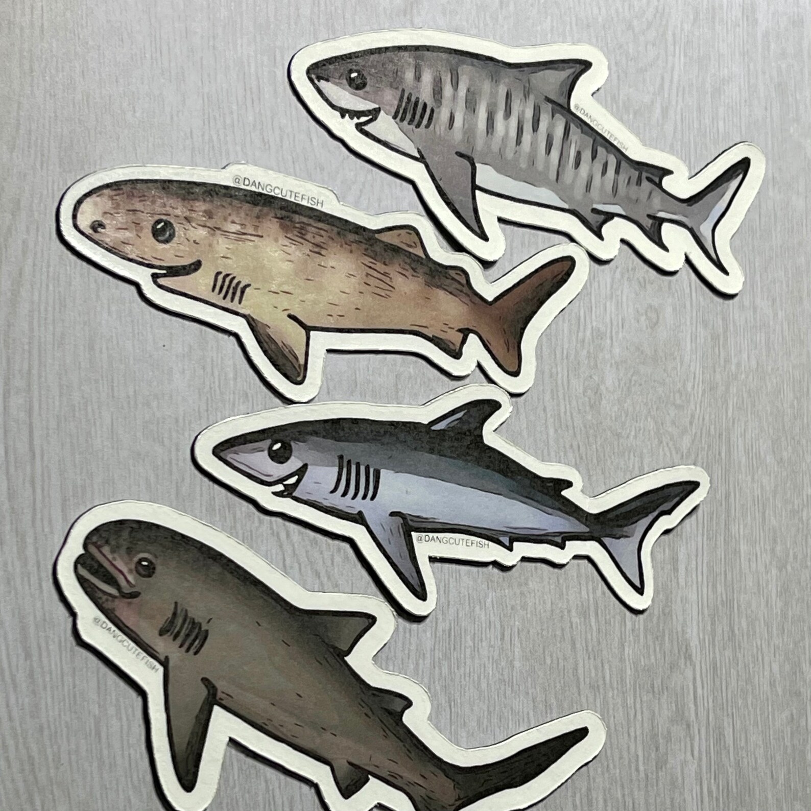 Magnet Set - Big Sharks Set #3. Tiger Shark, Megamouth Shark, Greenland ...