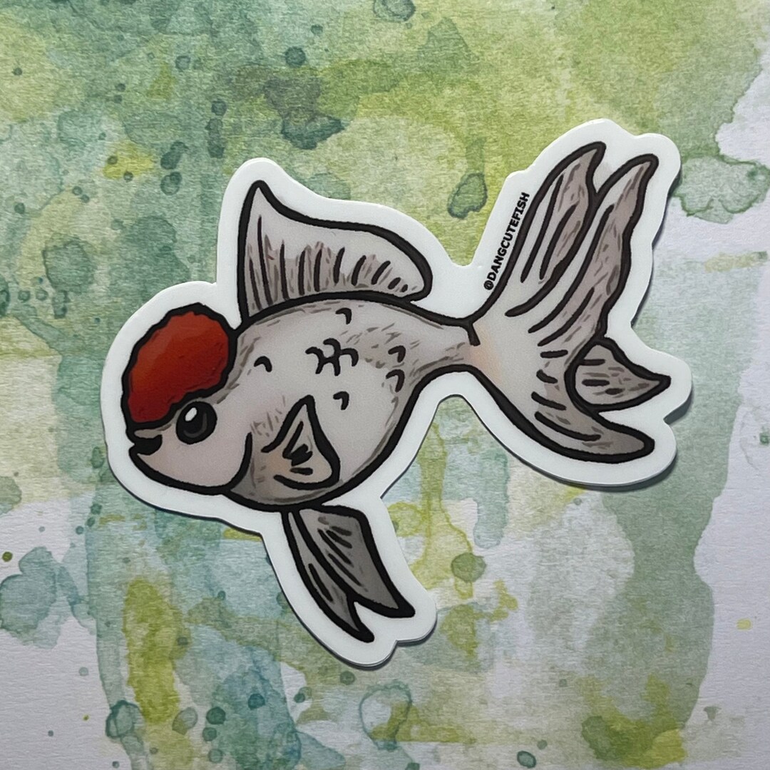 Matte Coated Vinyl Stickers (1) - Red Cap Oranda, Oranda Goldfish ...