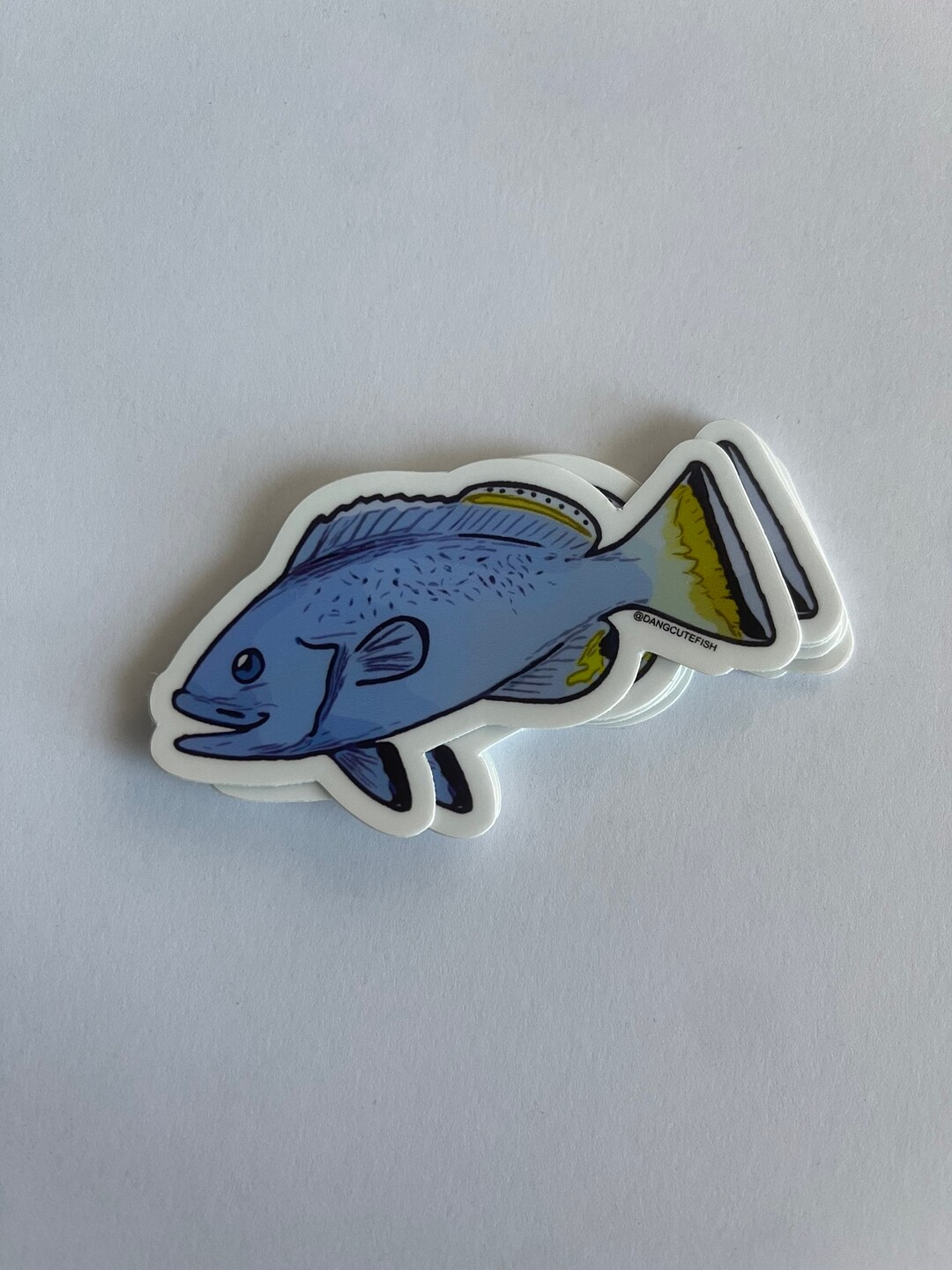 Matte Coated Vinyl Sticker - Blue and Yellow Grouper, Grouper Sticker ...