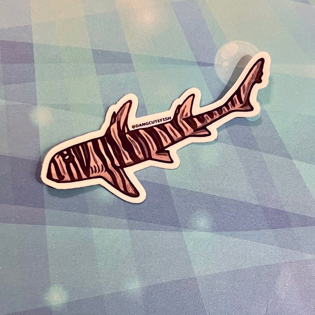 Zebra Bullhead Shark Sticker - Elasmobranch, Shark Gift, Dang Cute Fish ...