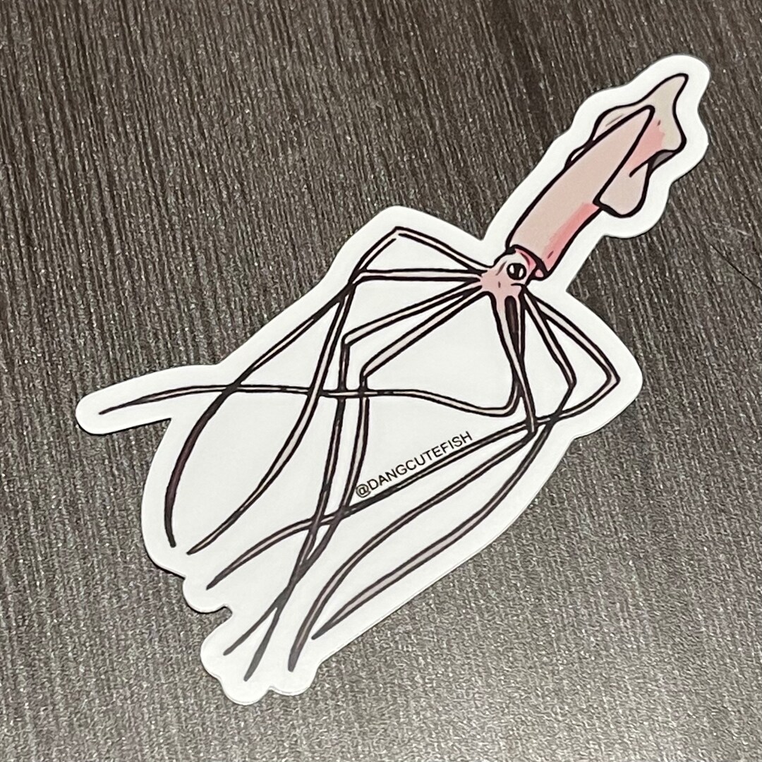 Matte Coated Vinyl Sticker - Long Arm Squid Sticker, Big Fin Squid ...
