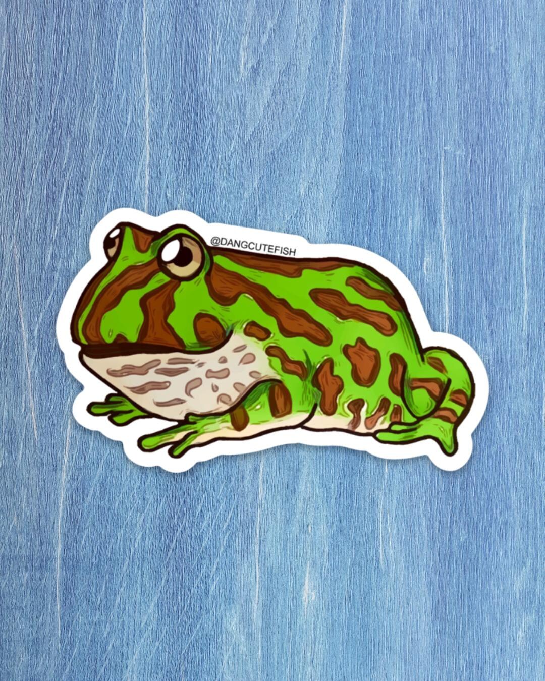 Green Pac-man Frog Sticker - Gift, Aquarist, Herpetologist, Amphibian ...
