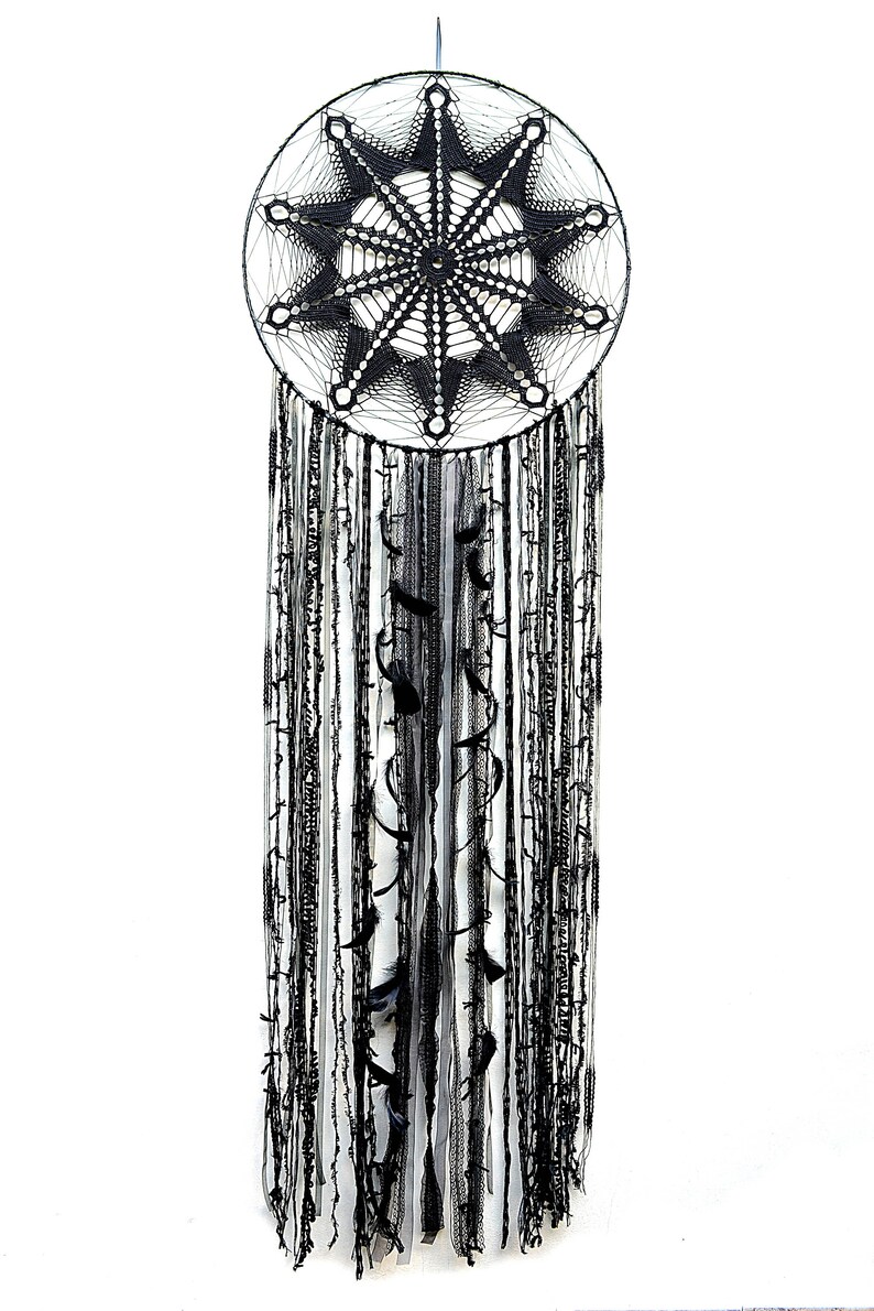 Giant Black Dream Catcher 80, 6.6 Ft Extra Large Black Mandala, Pure ...