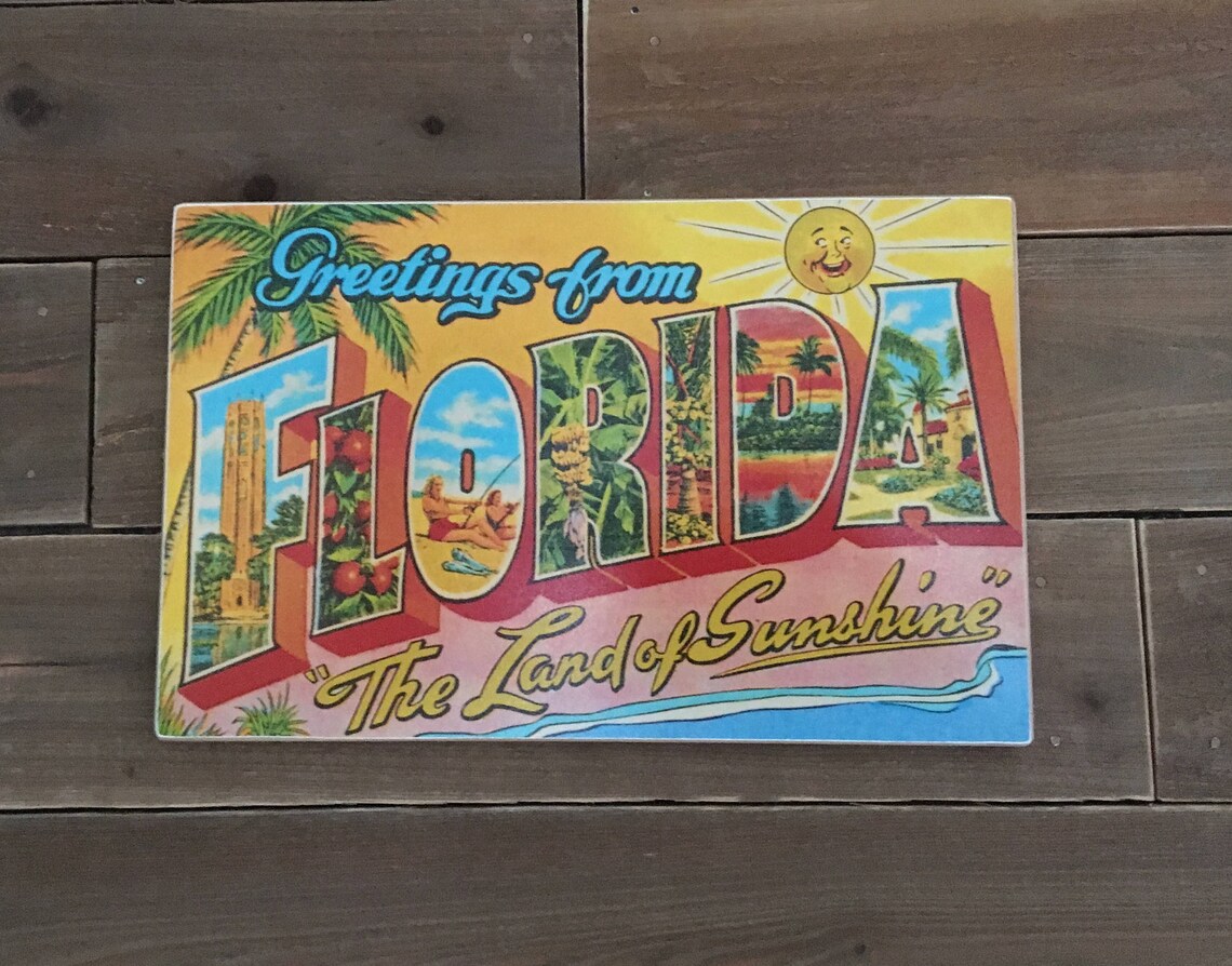 Greetings From Florida Sign Photo on Wood | Etsy