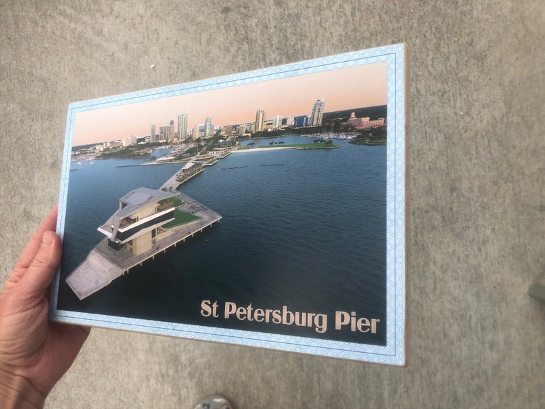 New St. Pete Pier sign photo on wood | Etsy