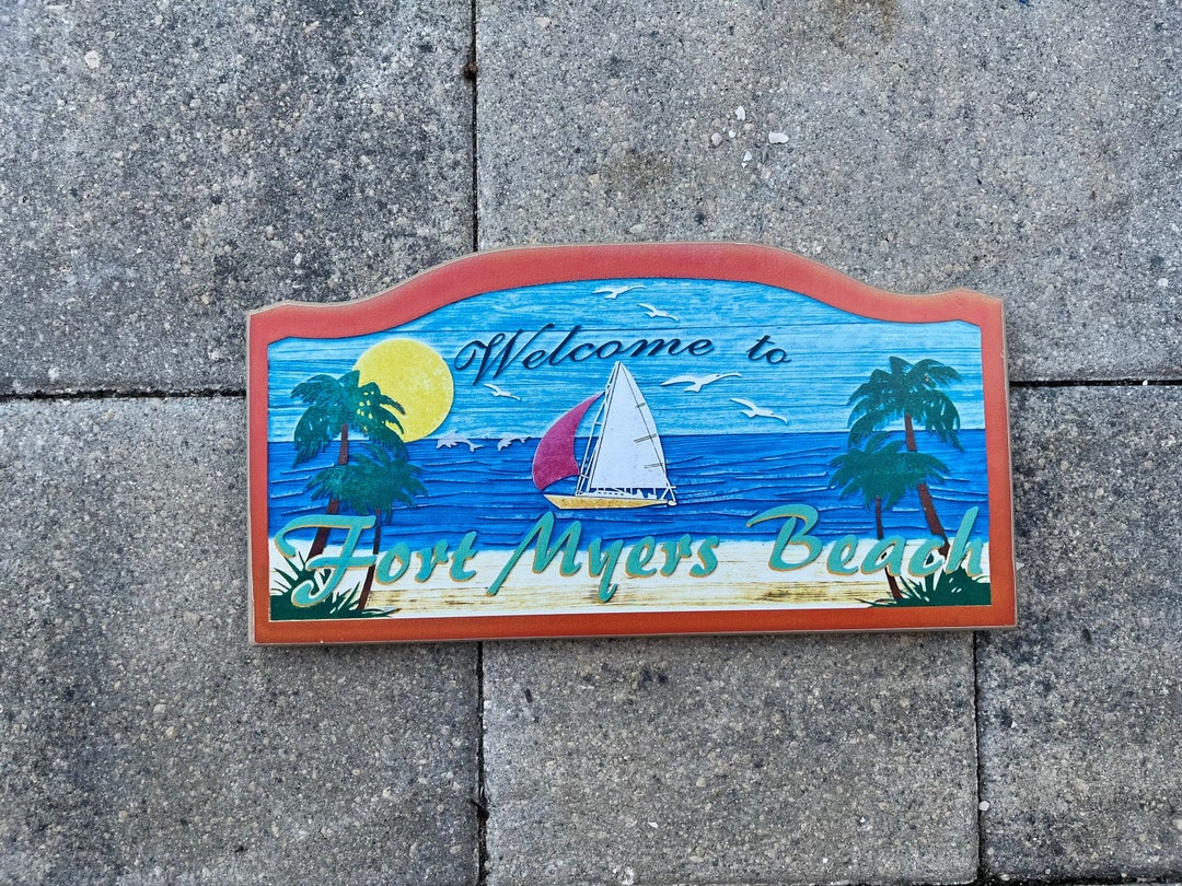 Welcome to Fort Myers Beach Sign - Photo on Wood - Etsy