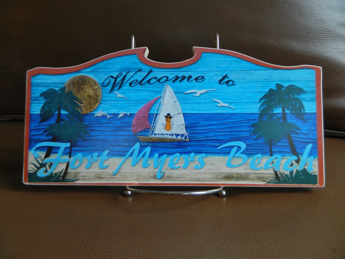 Welcome to Fort Myers Beach Sign Photo on Wood | Etsy