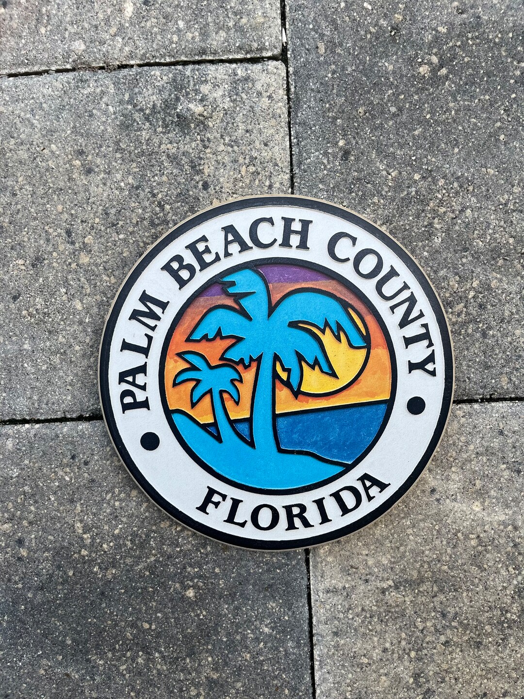 Palm Beach County Florida 8X8 Round Sign Photo on Wood - Etsy
