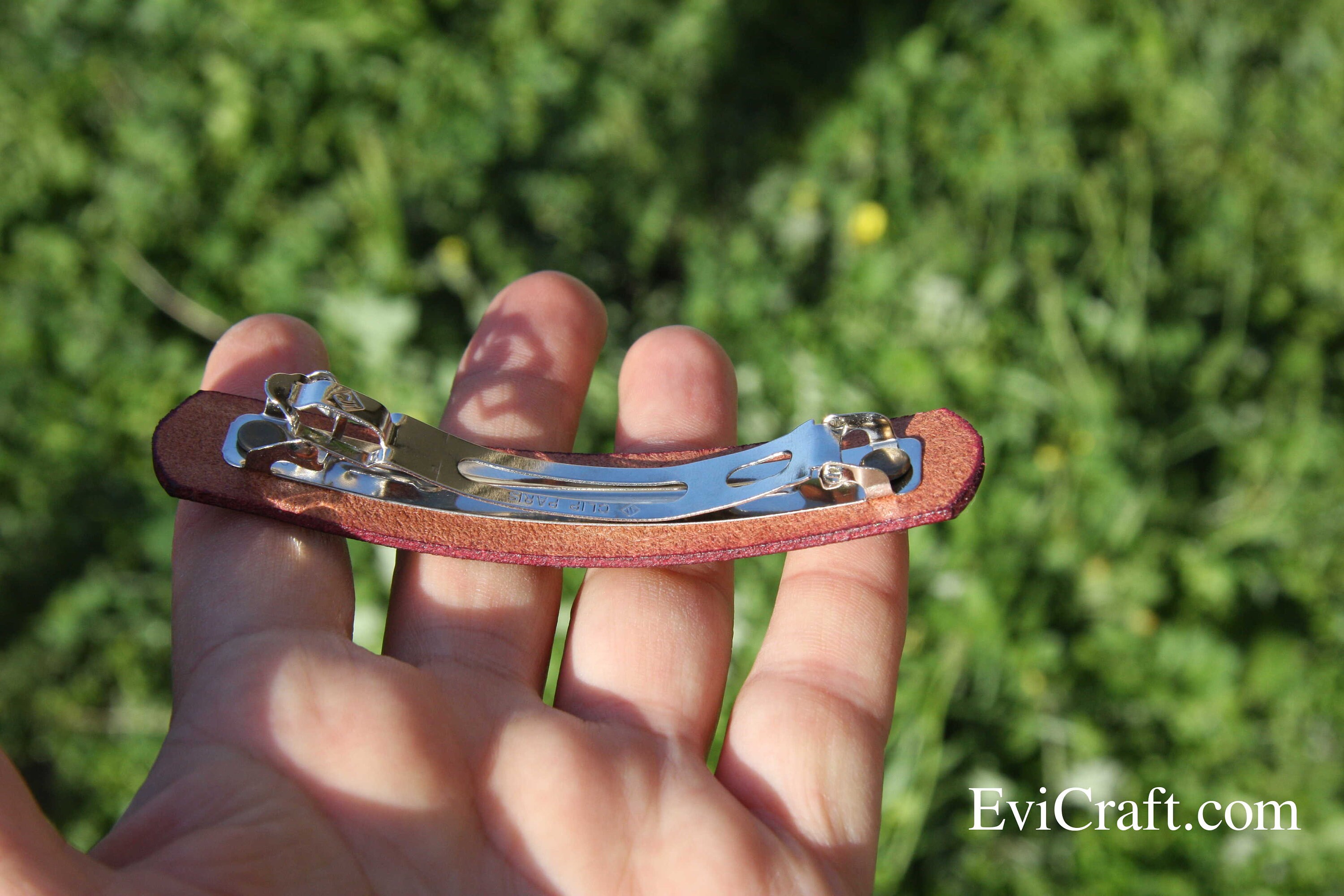 Red Rose Leather French Hair Barrette Leather Hair Clip | Etsy