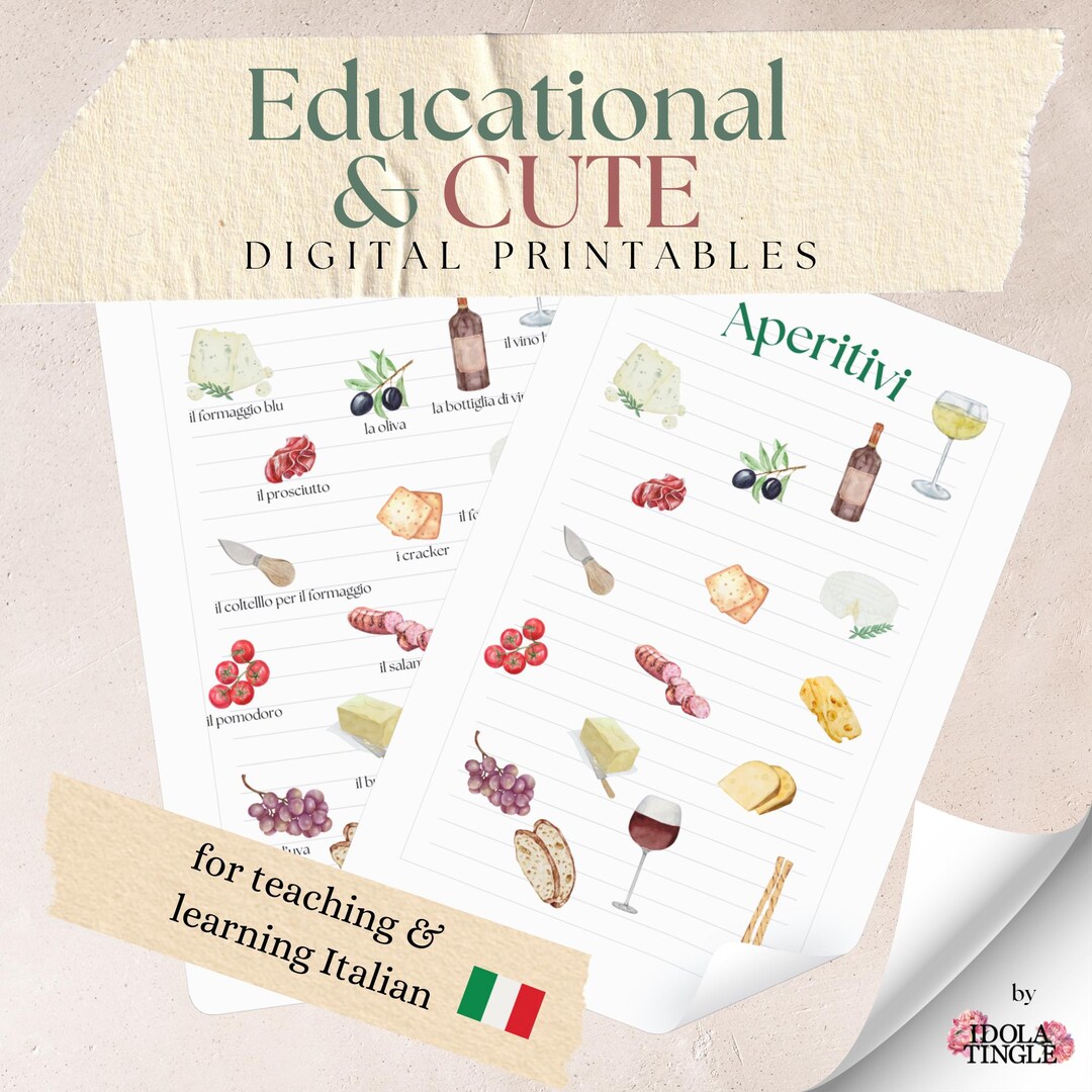 Italian Language Learning Educational Word Sheet Food for Teaching ...