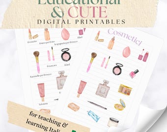 Italian Language Learning Vocabulary Sheet Cosmetics Educational ...