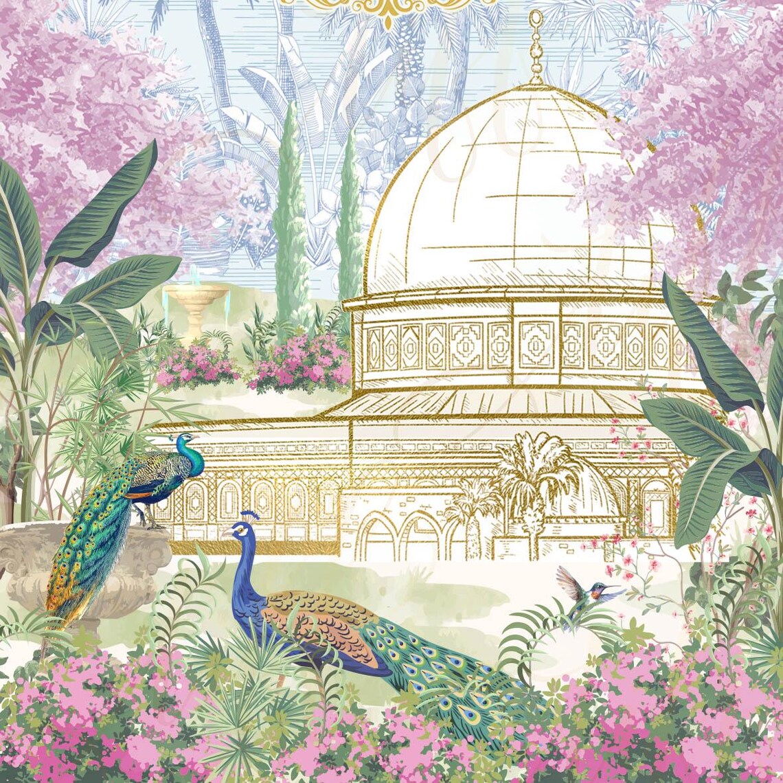 Garden Dome Eid Mubarak Greetings Card Eid Al Fitr Card Ramadan ...