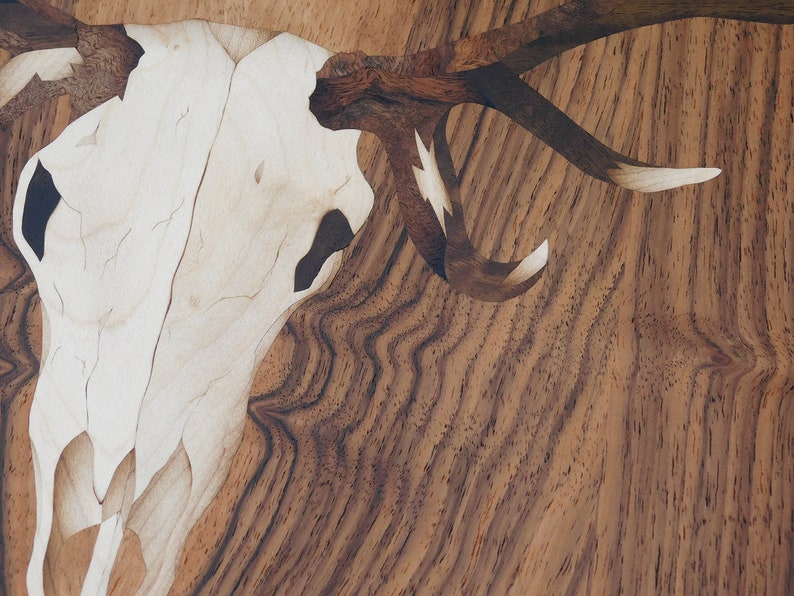 Handmade Deer Skull Marquetry: Wood Inlay Painting, Rustic Wall Art - Etsy