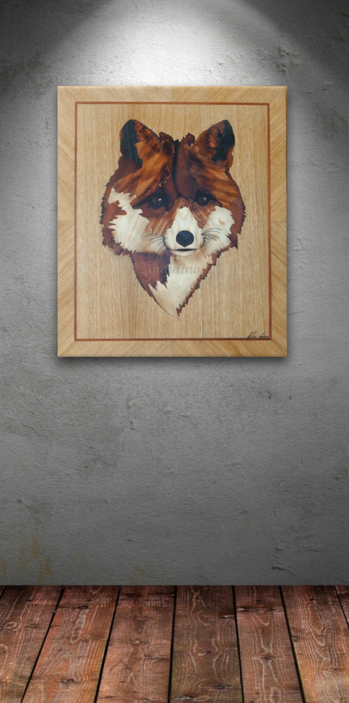 Custom Fox Portrait From Wood Marquetry - Etsy