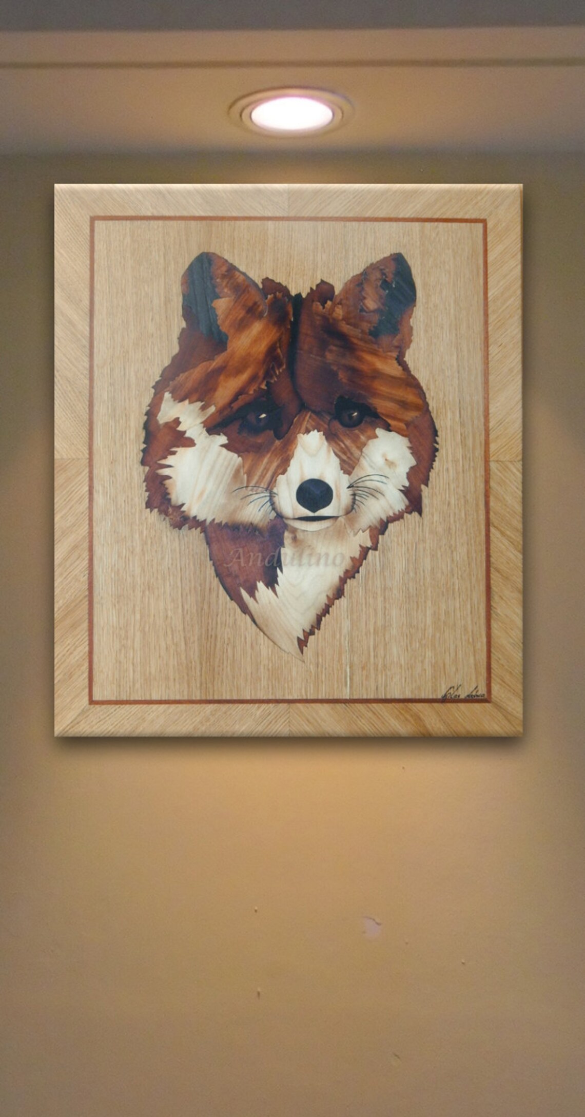 Custom Fox Portrait From Wood Marquetry - Etsy