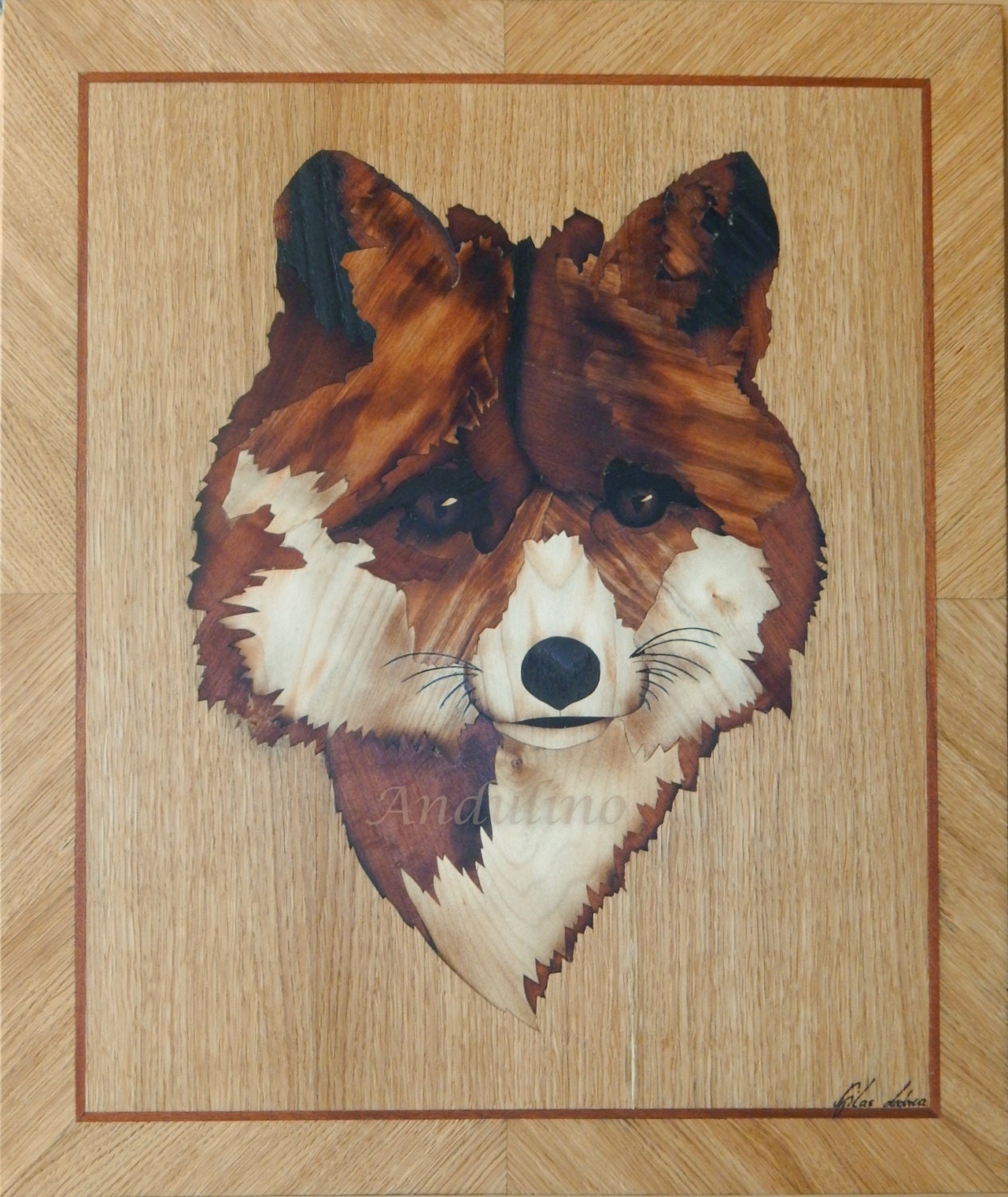 Custom Fox Portrait From Wood Marquetry - Etsy