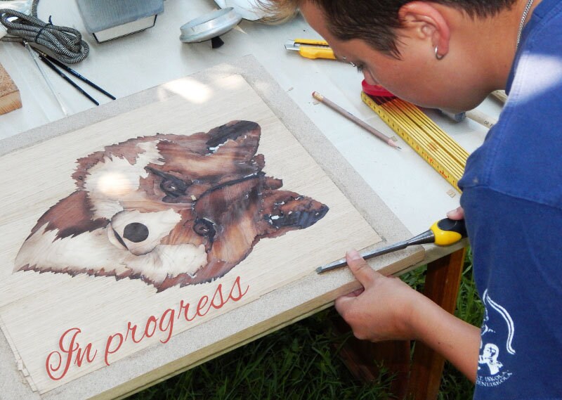 Custom Fox Portrait From Wood Marquetry - Etsy