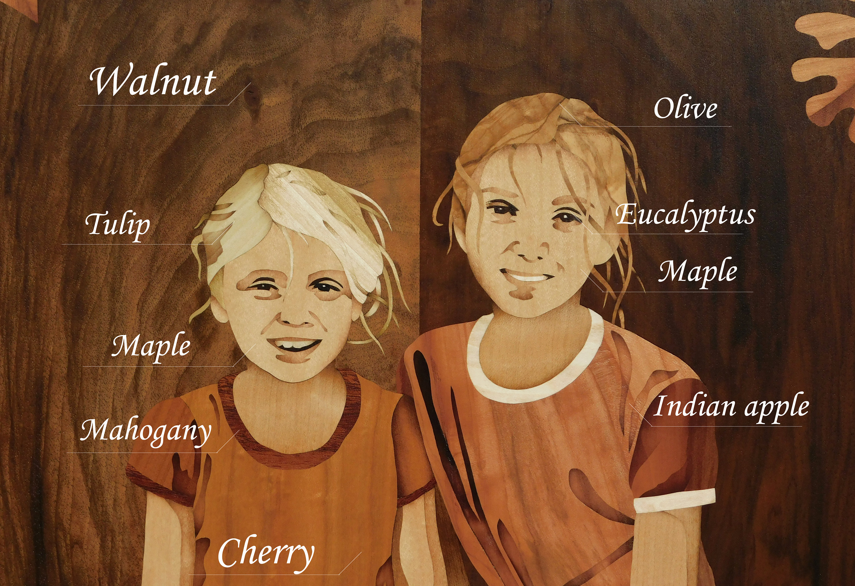 Wooden Marquetry Portrait Inlay Family Painting Anniversary Gift Gift ...