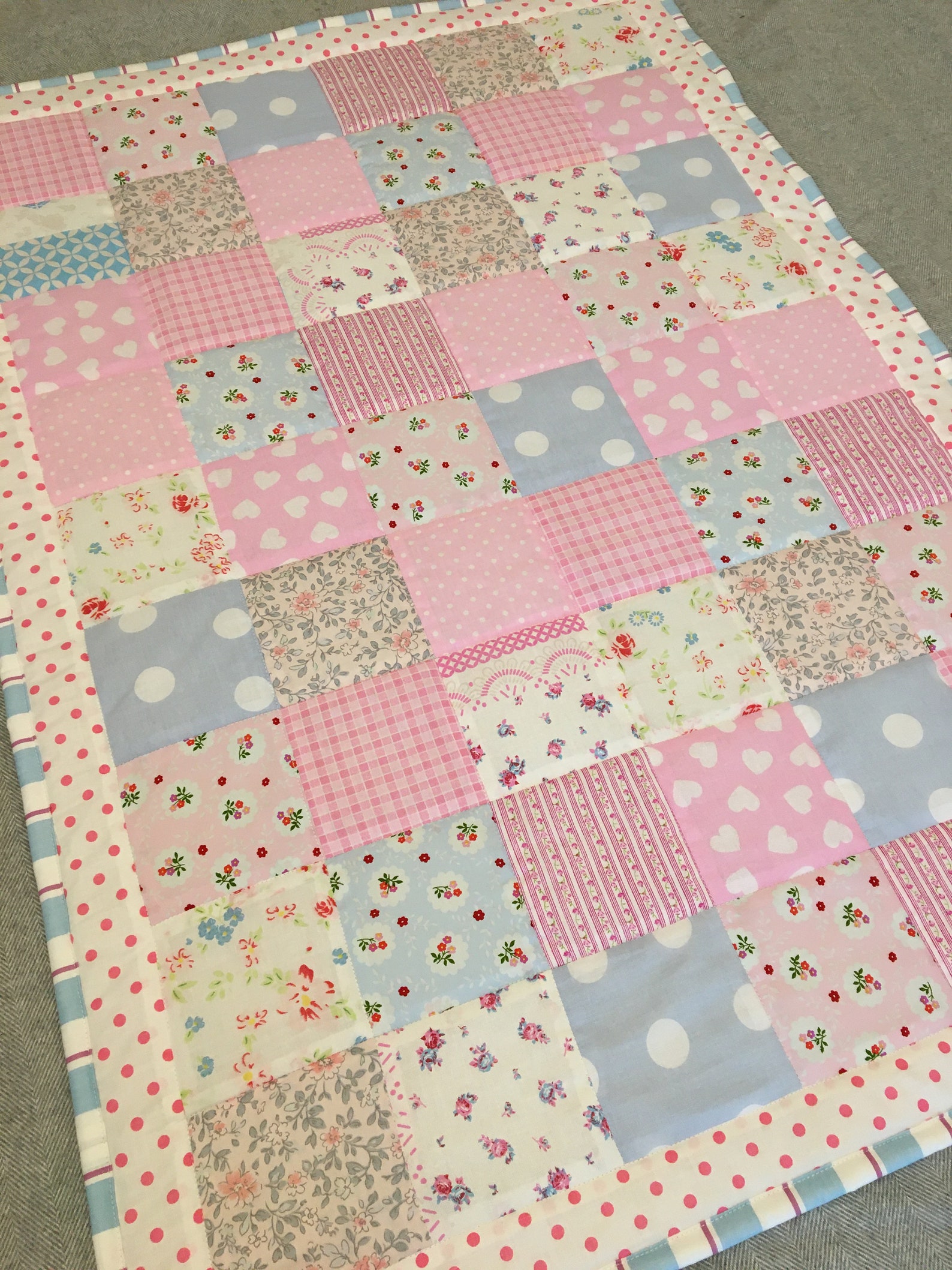 Handmade Patchwork Baby Quilt Handmade by Mum&me - Etsy