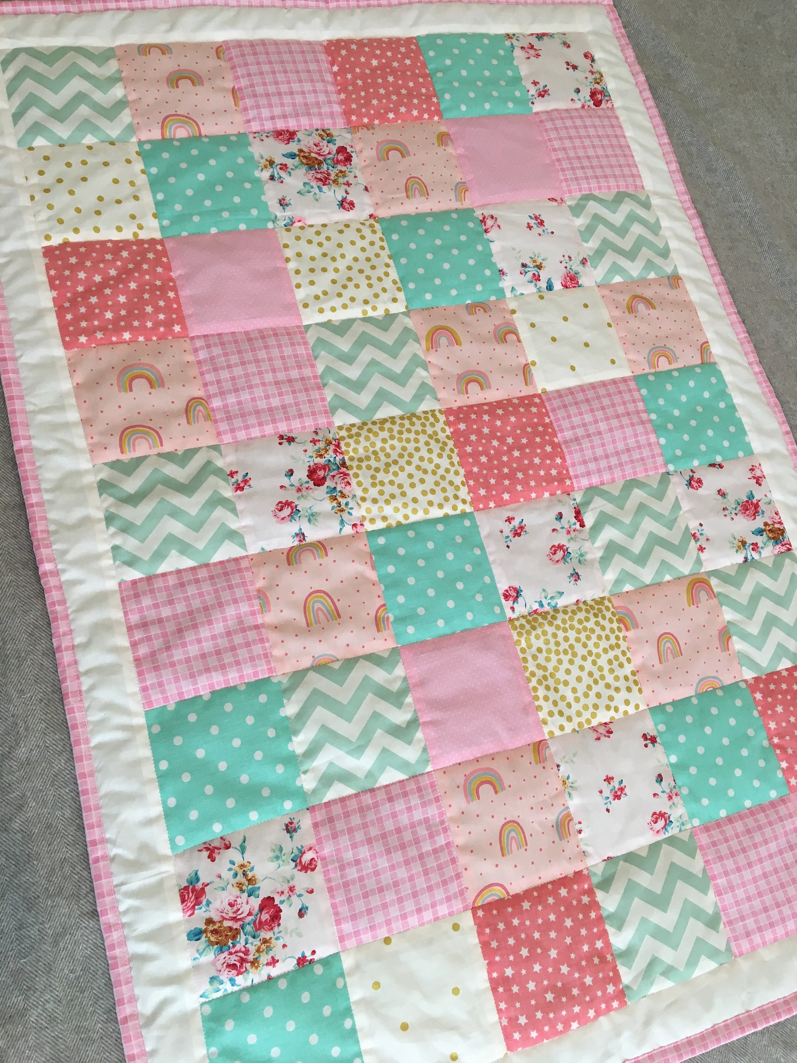 Handmade Patchwork Baby Quilt Handmade by Mum&me - Etsy