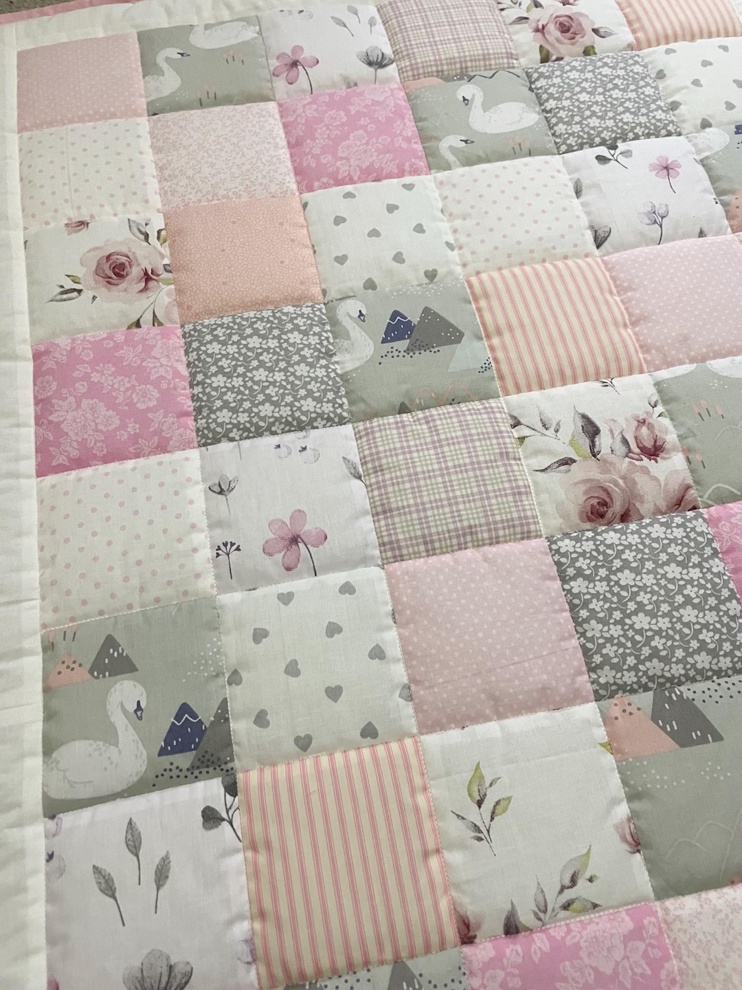 Handmade Patchwork Baby Quilt Handmade by Mum&me Swan - Etsy