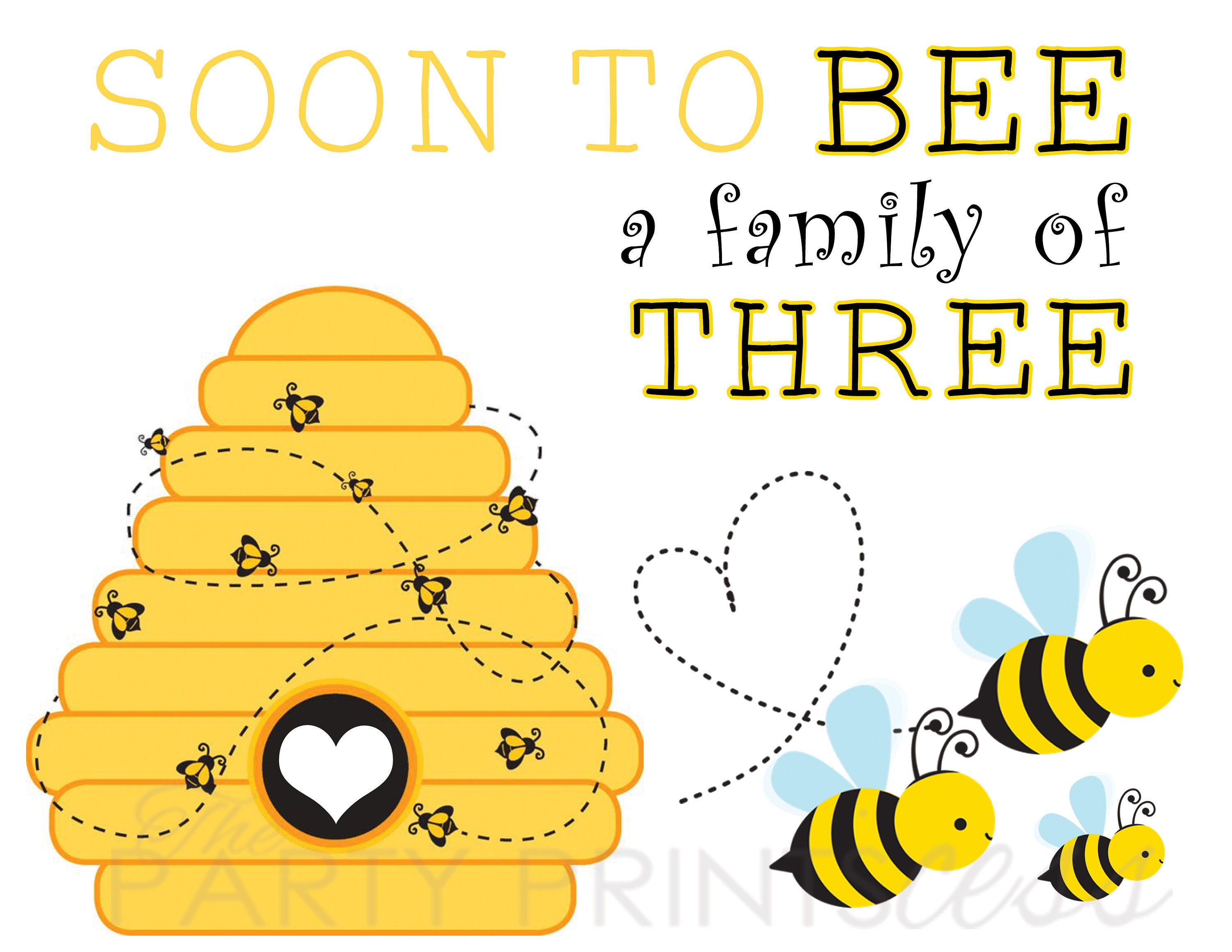 Soon to Bee a Family of Three Baby Shower, Bee Theme Baby Shower, Bee ...