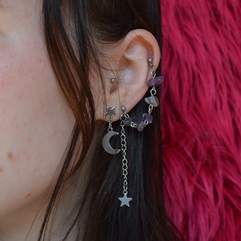 Star Chain Earring - Etsy