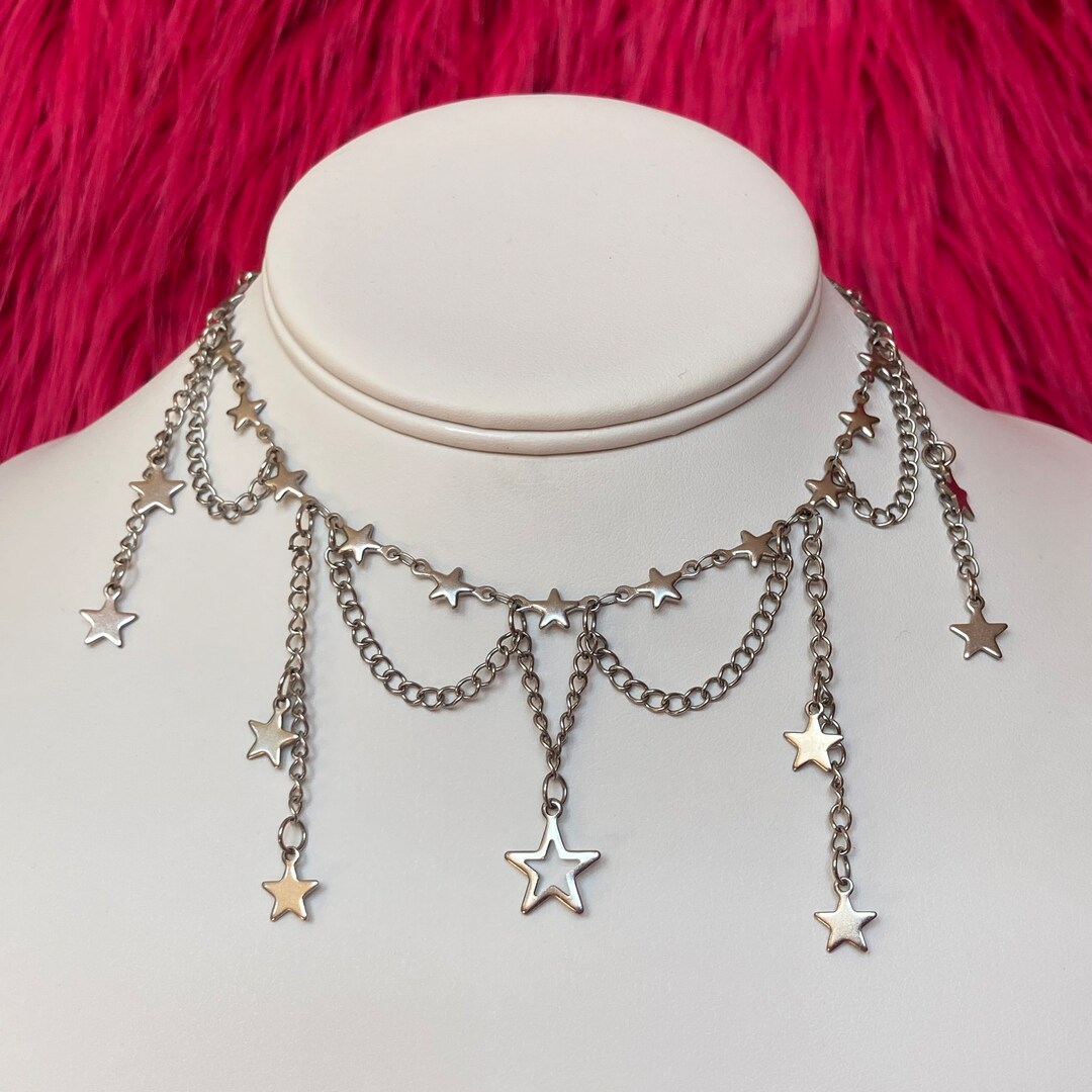 Shooting Star Chain Princess Charm Choker Collar Necklace - 14” + 2 ...