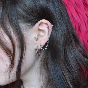 Cartilage Helix Chain Double Peircing - 304 Stainless Steel Ball Stud ...