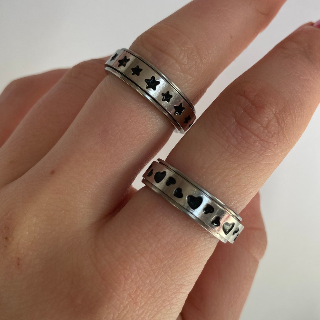 Stress and Anxiety Relief Ring Stainless Steel Spinner Fidget Spinning ...