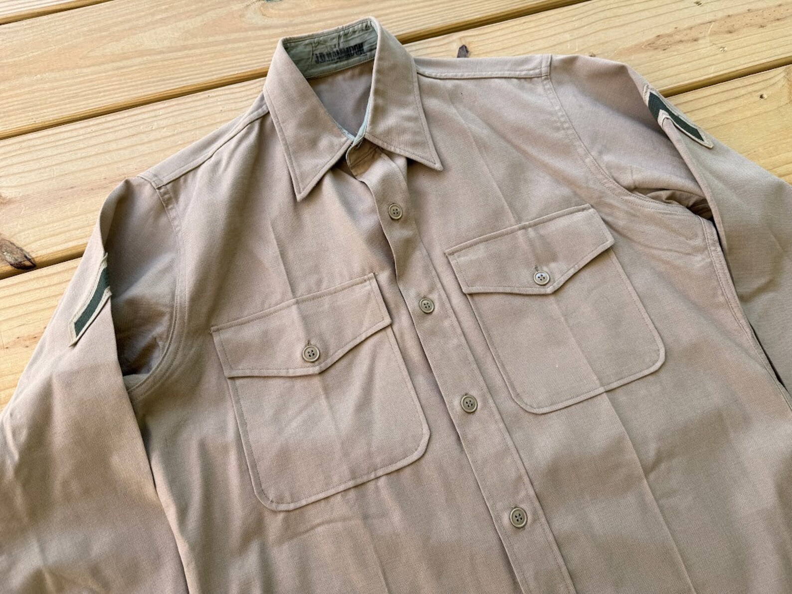 1960s Mens USMC Khaki Uniform Shirt Wool Size Medium Vintage Retro ...