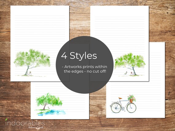 Printable Tree Stationery Paper / 4 Styles / 8.5x11 A4 / | Etsy