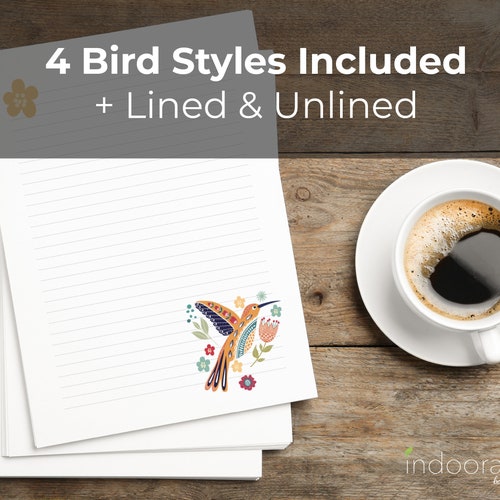Backyard Birds Writing Paper Printable Stationery Lined and | Etsy