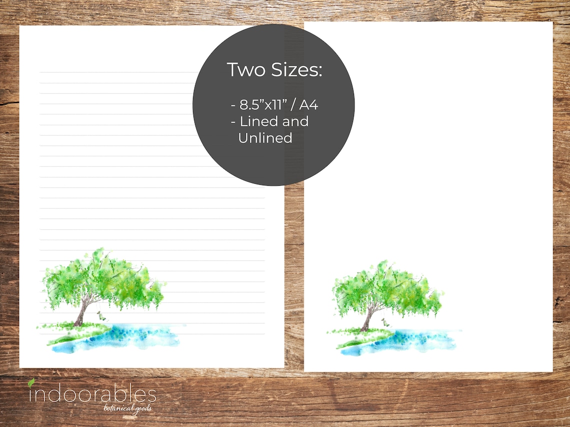 Printable Tree Stationery Paper / 4 Styles / 8.5x11, A4 / Letter ...