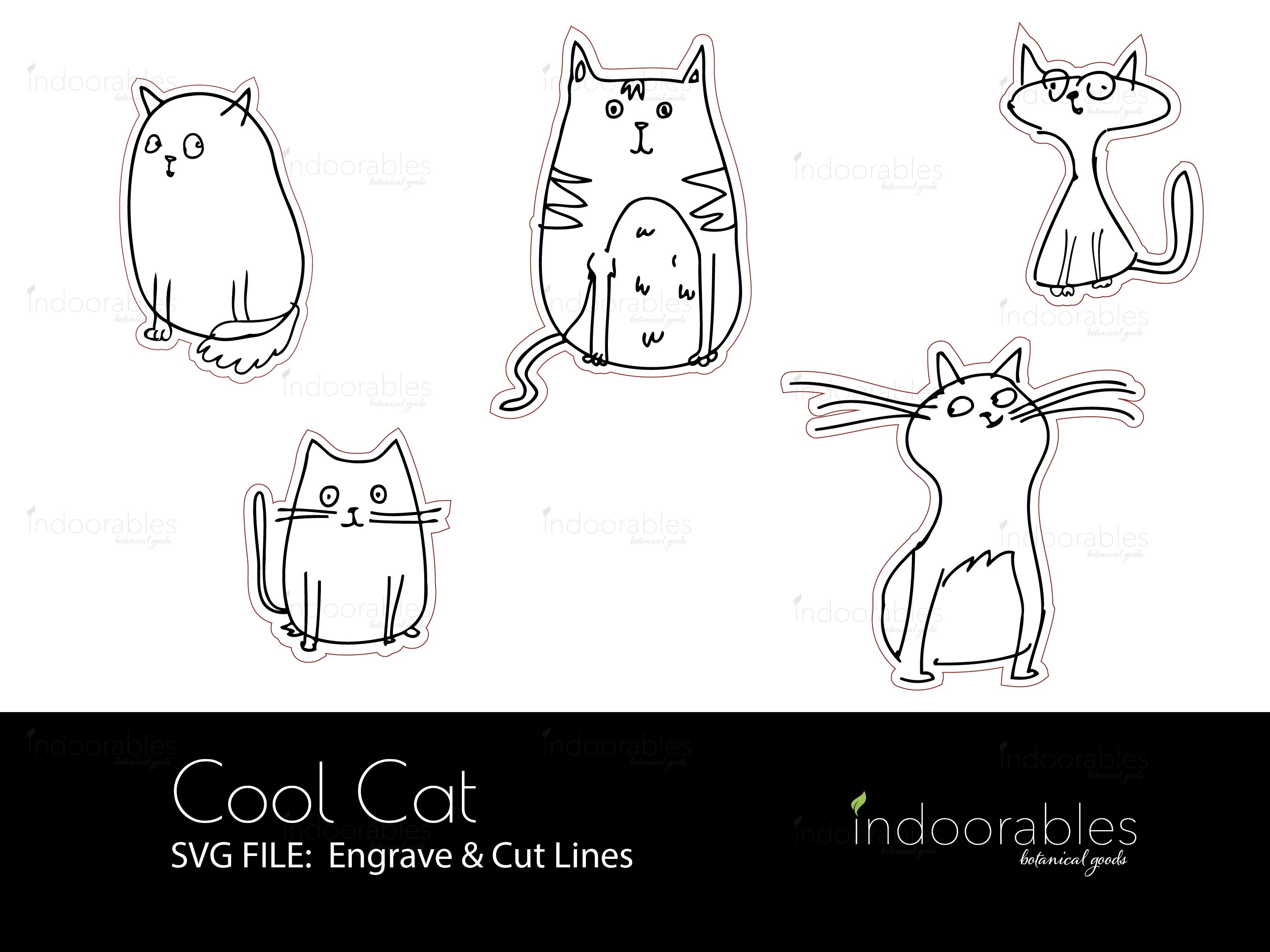 Cool Cat SVG Bundle, Cat Clip Art Pack, Laser Ready Engrave Cut Files ...