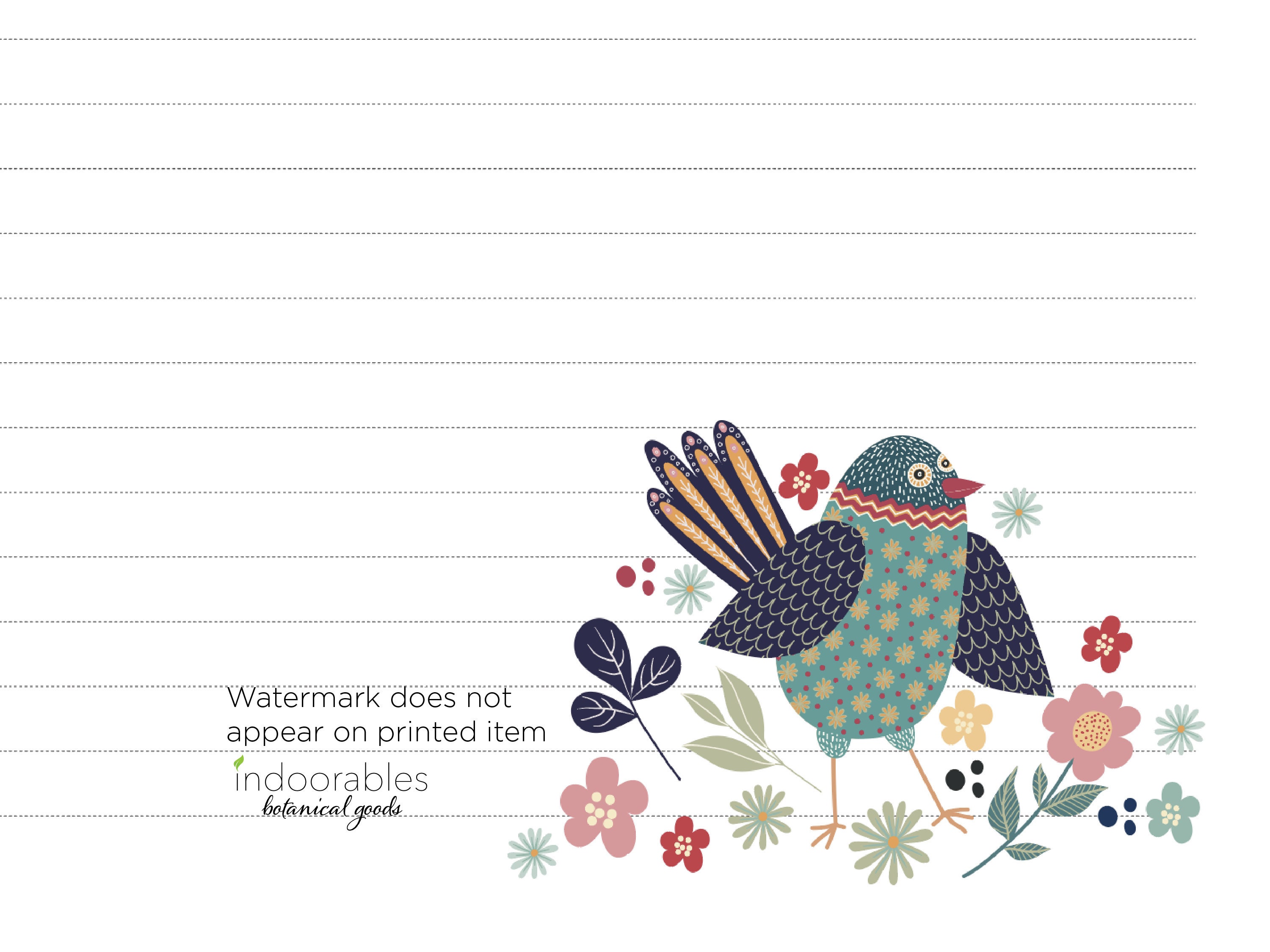 Printable Bird Stationery Paper / 4 Styles / 8.5x11, A4 / Letter ...