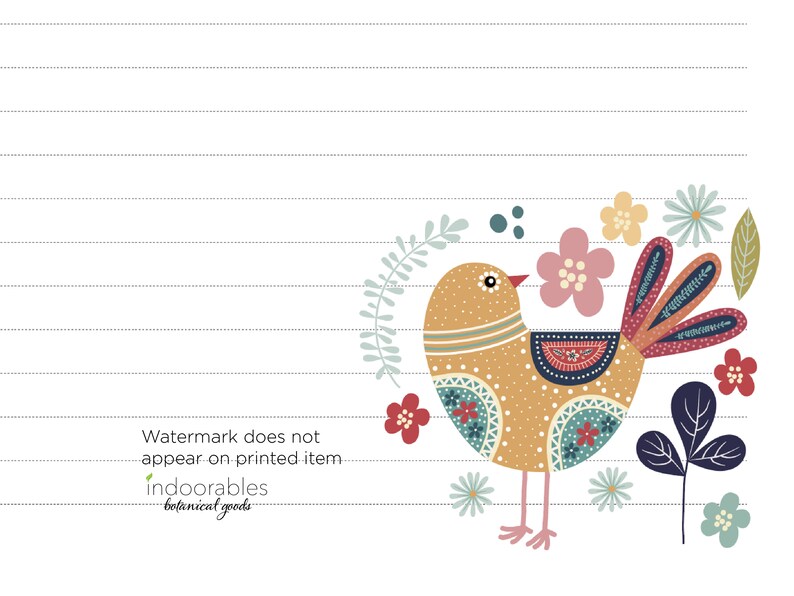 Printable Bird Stationery Paper / 4 Styles / 8.5x11, A4 / Letter ...