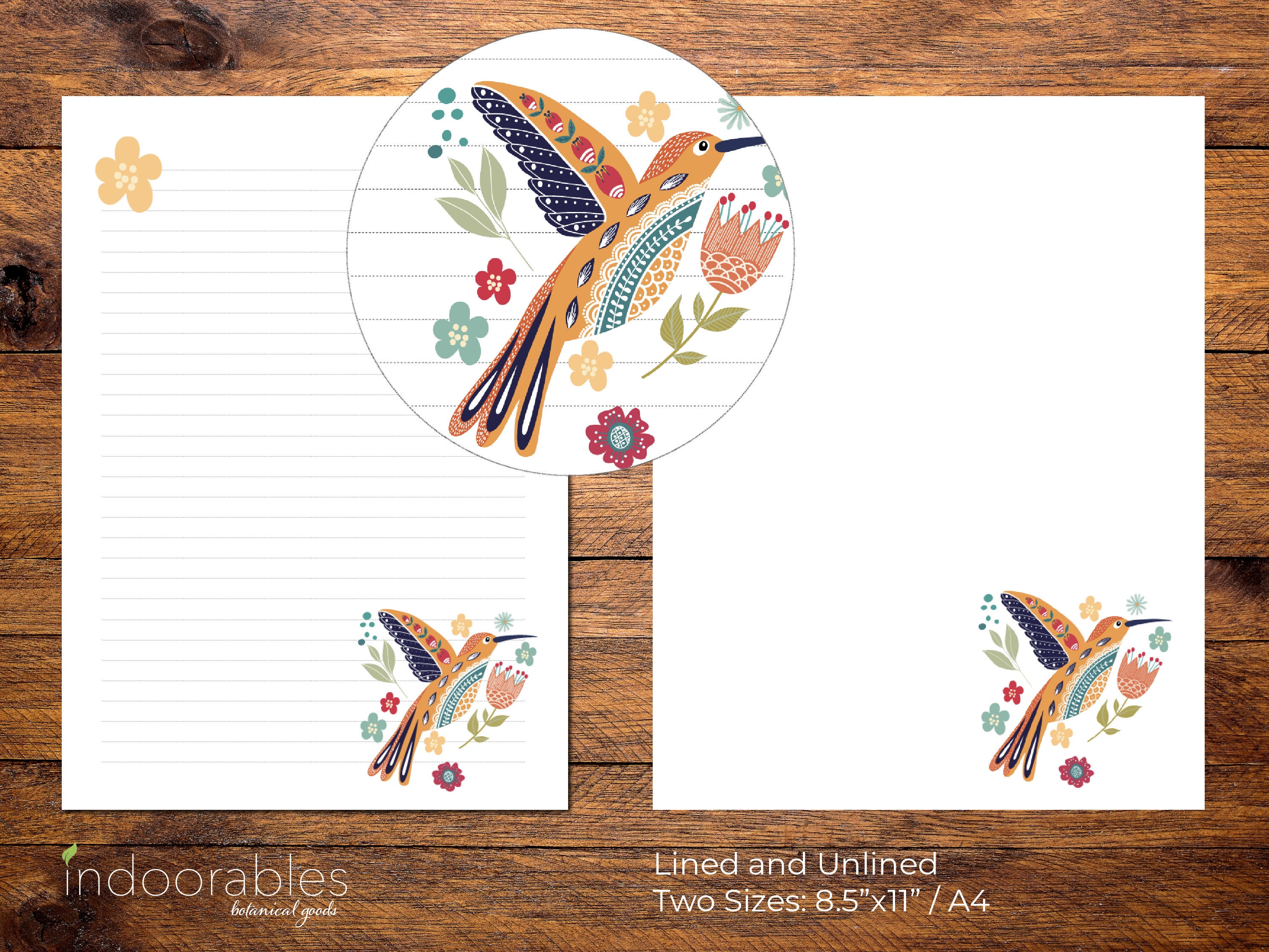Printable Bird Stationery Paper / 4 Styles / 8.5x11, A4 / Letter ...