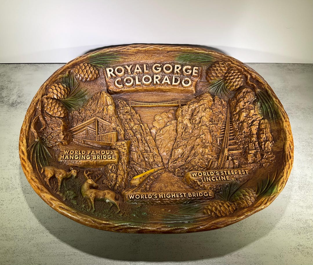 Taco USA Royal Gorge Colorado Plaque Tray 3D Pressed Wood Vintage - Etsy