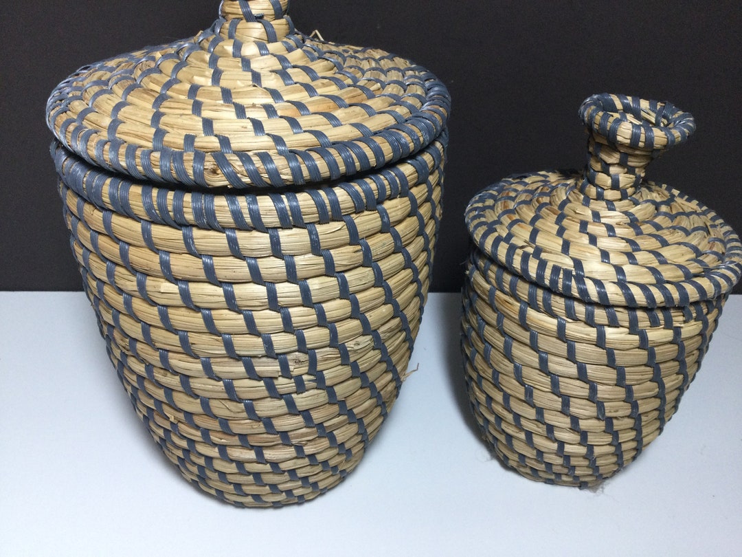 Rattan Stackable Storage Containers With A Lid, Bathroom, Kitchen ...