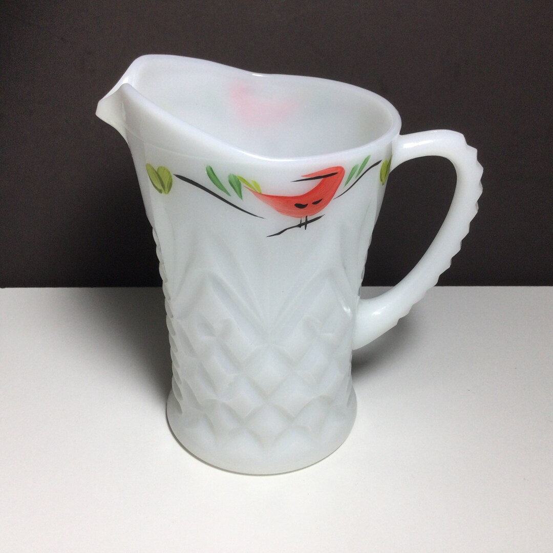 White Milk Glass Creamer Syrup Server, Vintage Dishes - Etsy