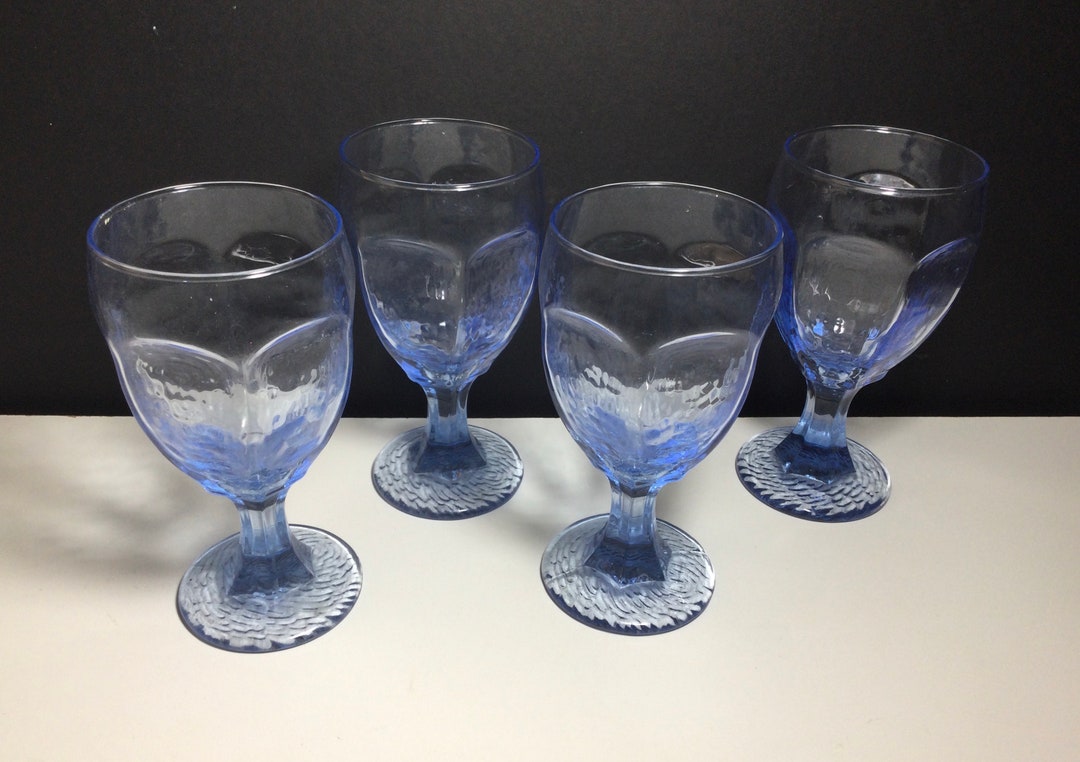 4 “chivalry Blue “ Drinking Glasses,ice Cream Float Libbey Glass, Apple ...