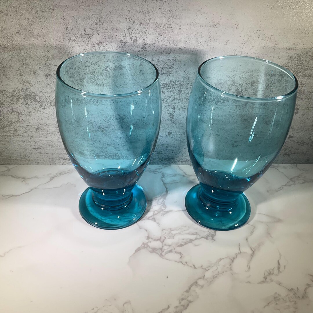 2 Turquoise Drinking Glasses Juice, Water Glasses, Vintage Glasses - Etsy