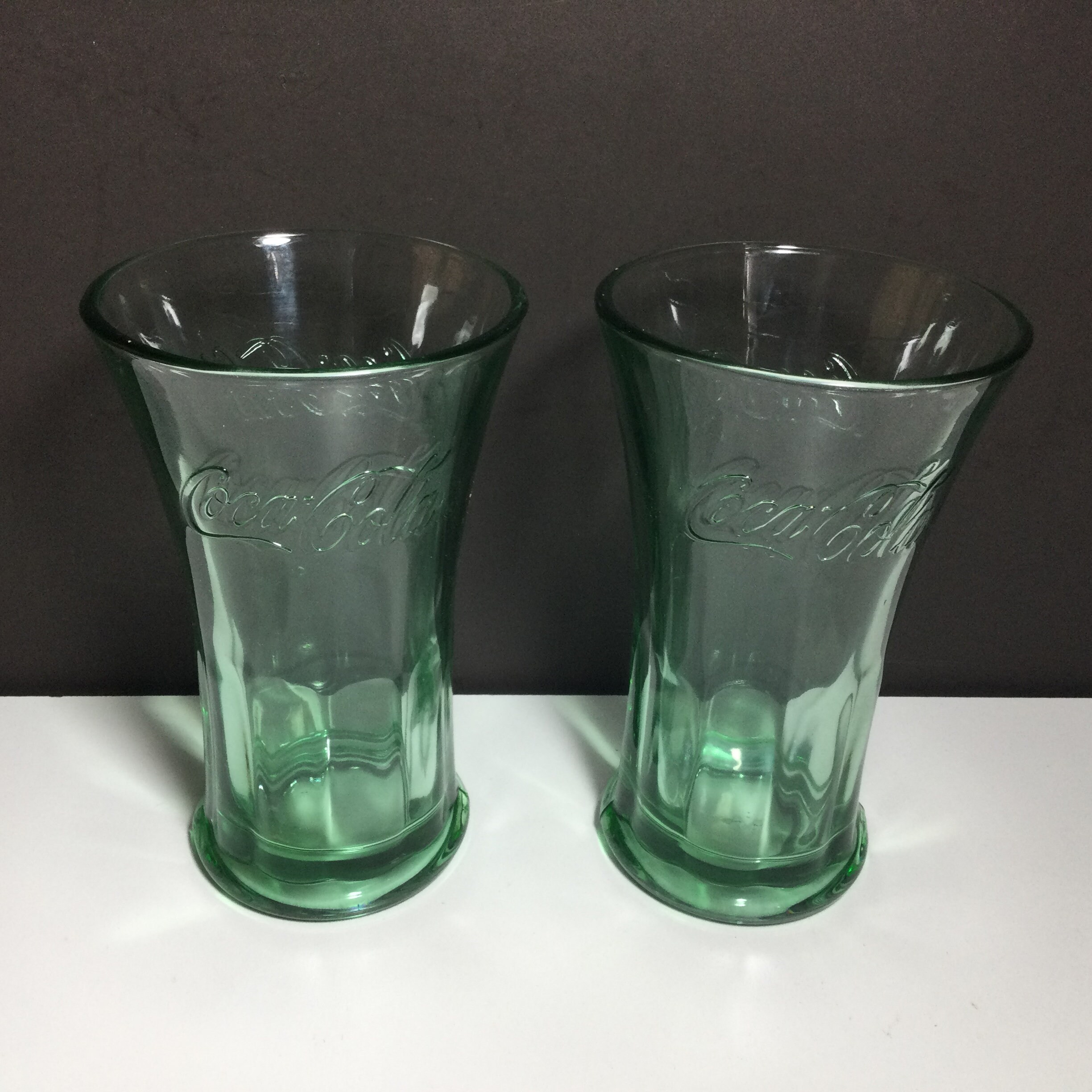 2 Green Libbey Glass Coca Cola Tumblers 16oz Juice Water - Etsy