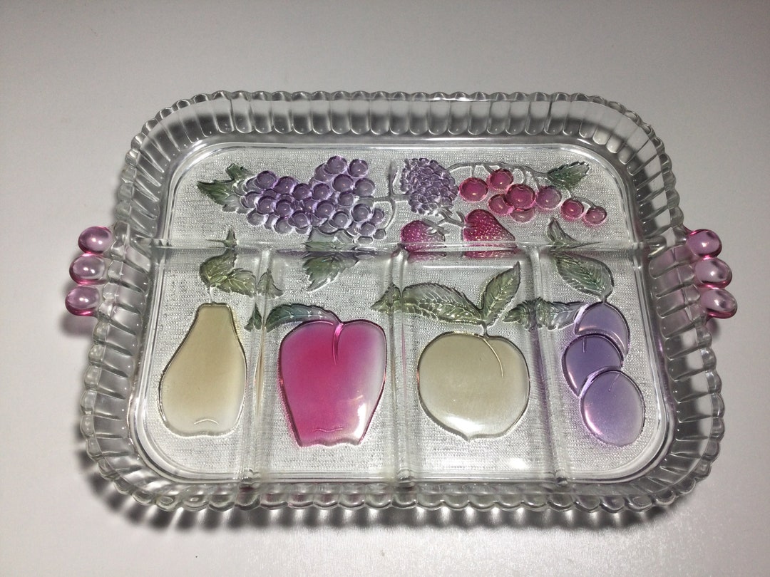 12” Rectangular 5 Part Relish, Indiana Glass USA Glass Tray Platter ...
