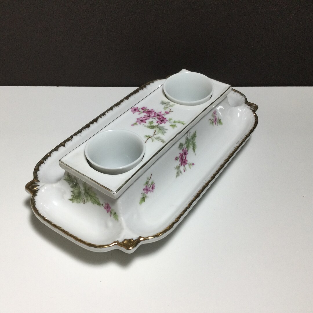 Floral Serving Dish Marusan Japan, Inkwell Ozeki Porcelain Collectible ...